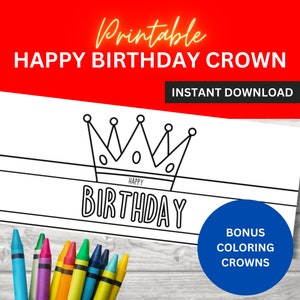 Happy Birthday Crown, Birthday Party Crown, Printable Crown, Paper ...