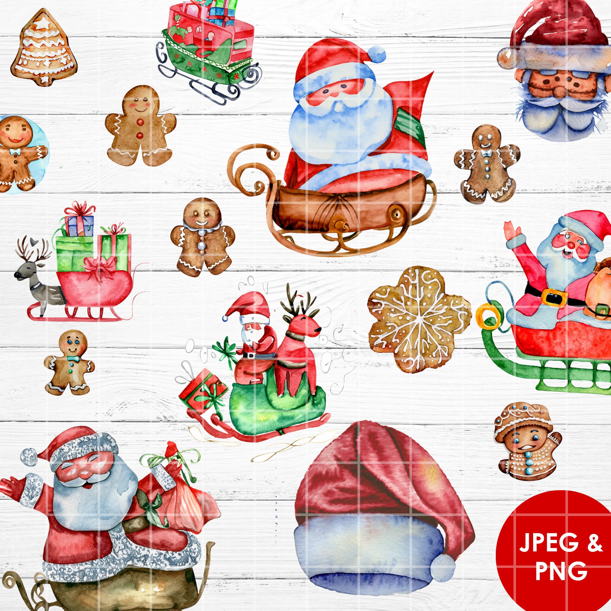Watercolor Christmas Clipart Bundle, PNG JPG Set (instant Download) - Etsy