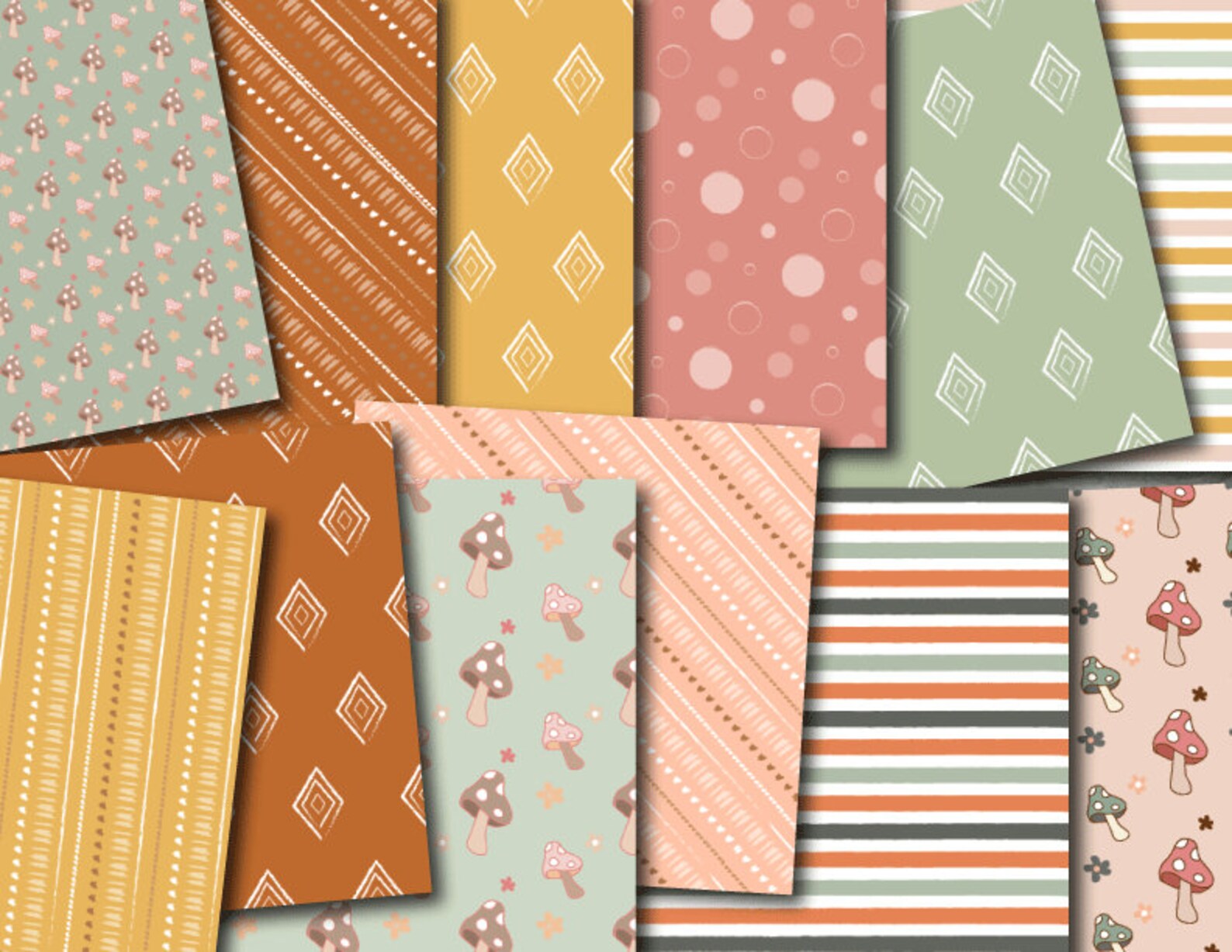 Boho Digital Paper Pack: 70s Retro Seamless Patterns - Etsy