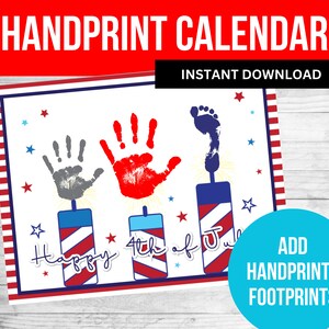Handprint Art Calendar Printable PDF, Prek Preschool Kindergarten Craft ...