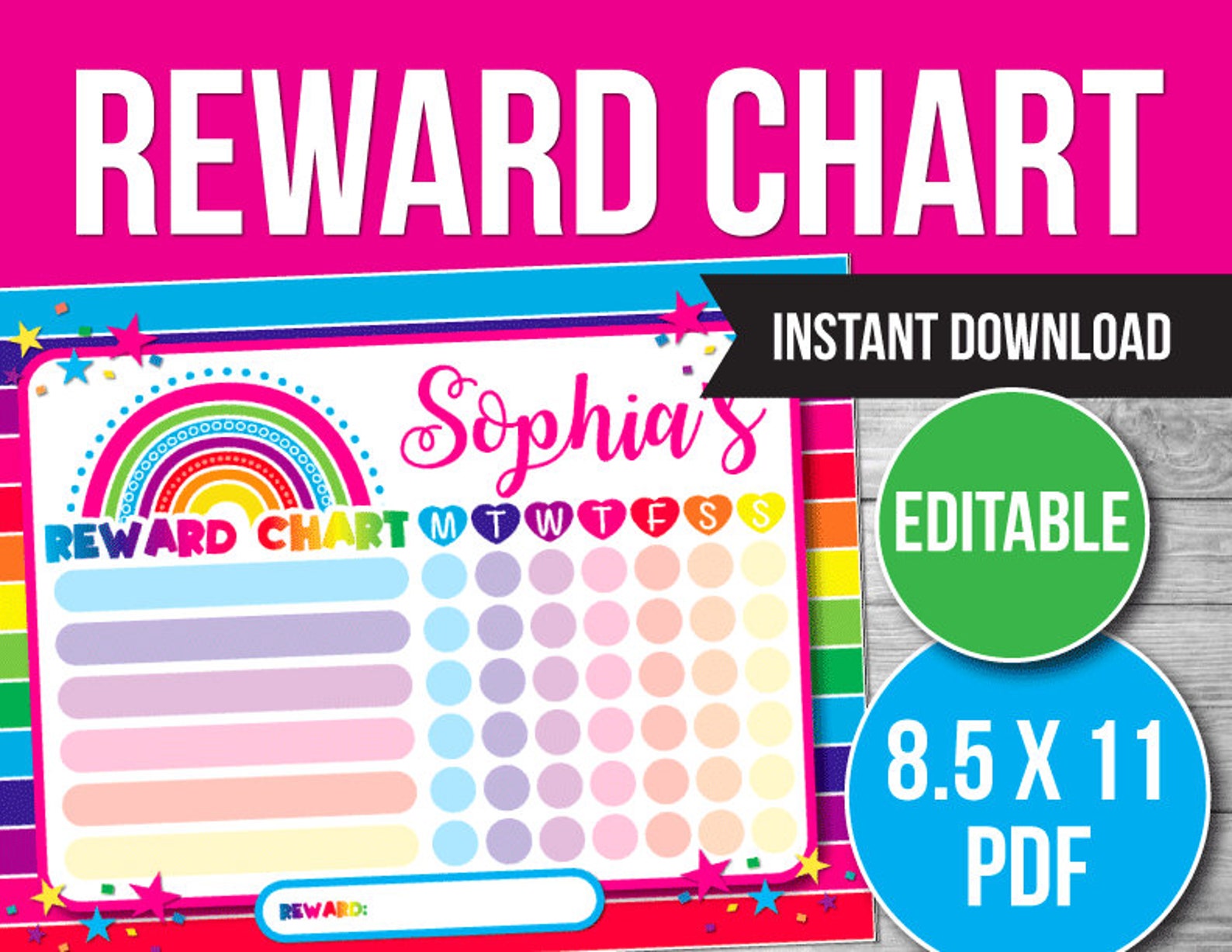 Rainbow Chore Chart for Kids, Chores, Kids Chore Chart, Responsibility ...