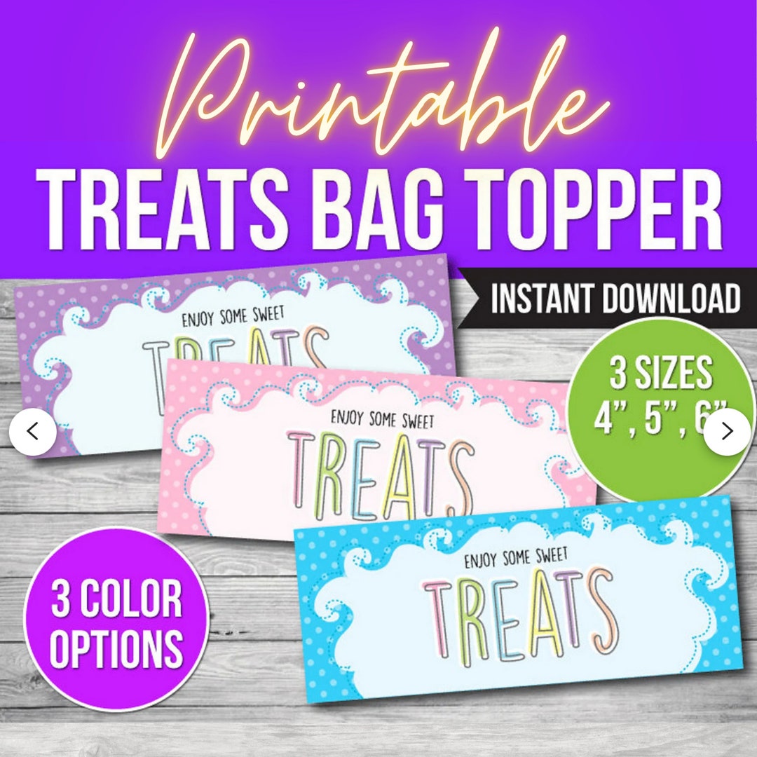 Printable Bag Topper, Birthday Party Favor, Treats Bag Party Favor ...