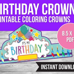 Birthday Crown, Printable Coloring Crowns, Paper Crown, Birthday Crown ...