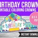 Printable Birthday Coloring Crowns: Kids Party Craft (PDF) - Etsy