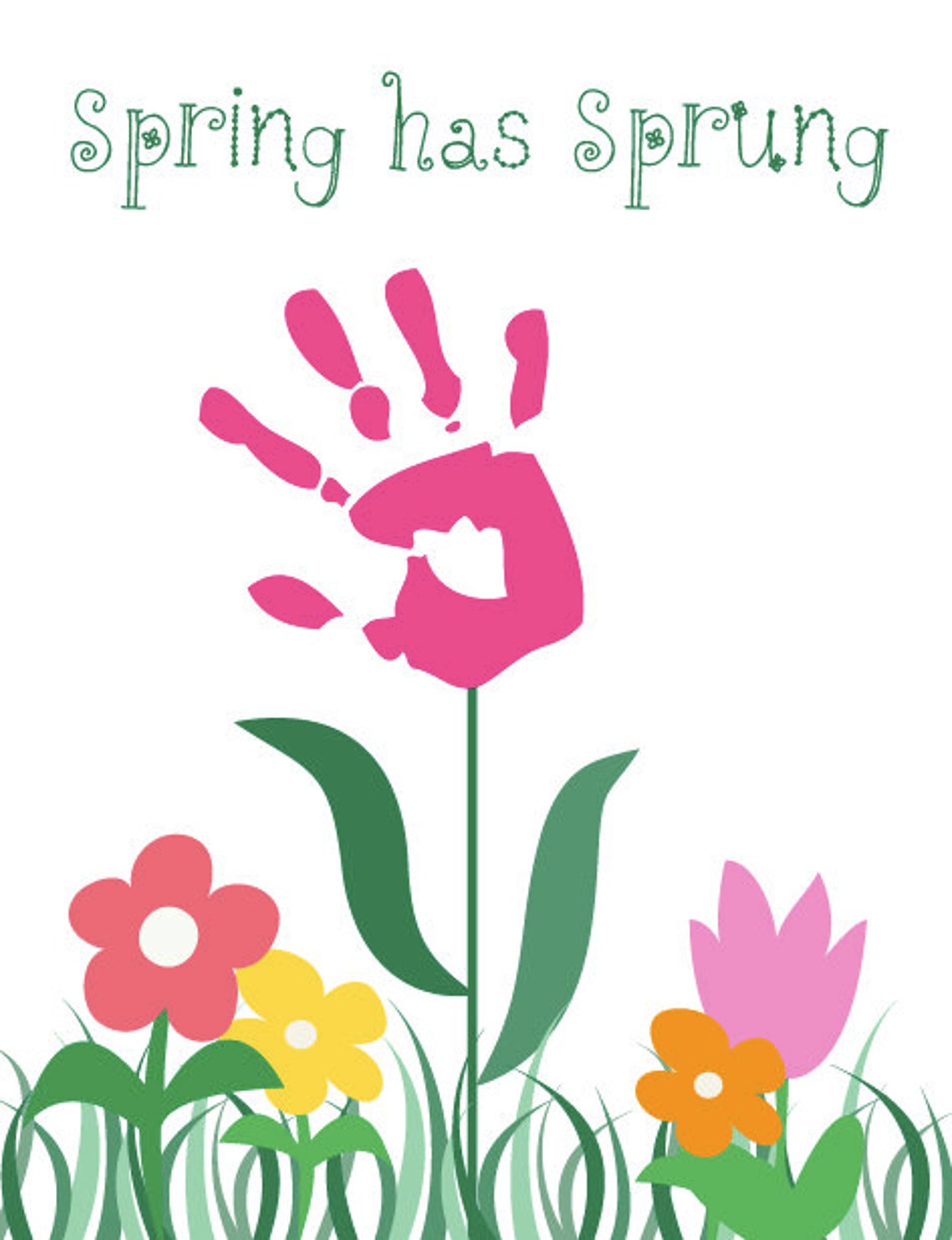 Spring Handprint Activity Printable Keepsake Art Spring - Etsy