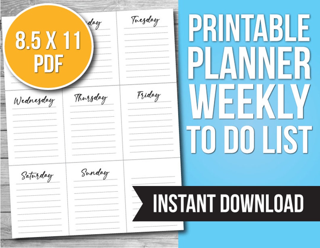 Weekly to Do List Printable: 8.5 X 11 Planner (PDF) - Etsy