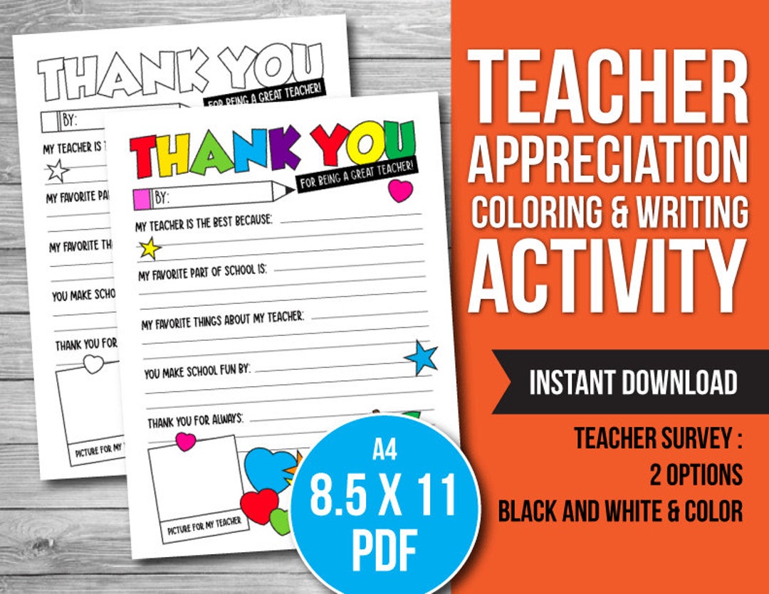 Teacher Appreciation Week Printable, Teacher Survey, Teacher Thank You ...