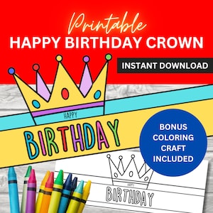 Happy Birthday Crown, Birthday Party Crown, Printable Crown, Paper ...