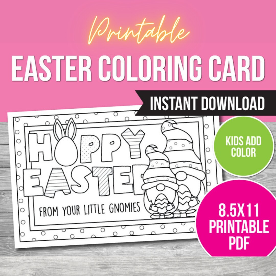 Easter Gnomes Coloring Card: Kids' Printable Activity (PDF) - Etsy