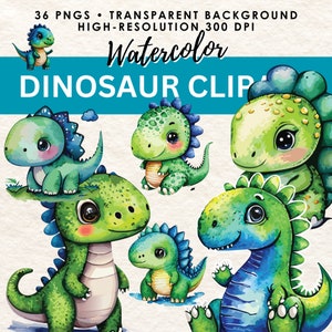 Watercolor Dinosaurs Clipart Bundle (PNG) - Etsy