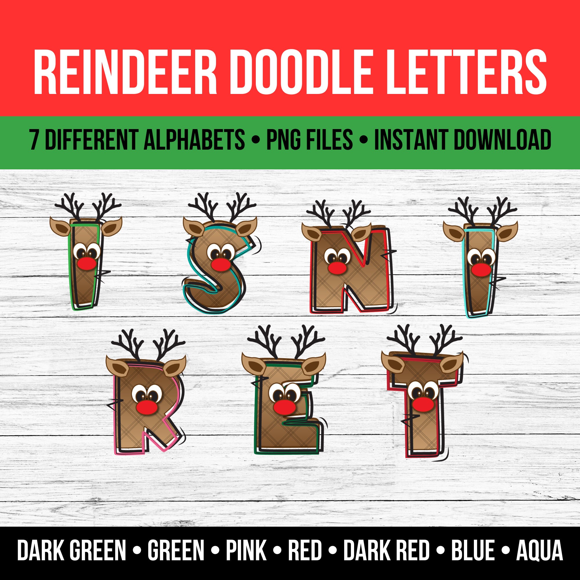 Reindeer Doodle Letters PNG: Christmas Font Alphabet Letters A - Z ...