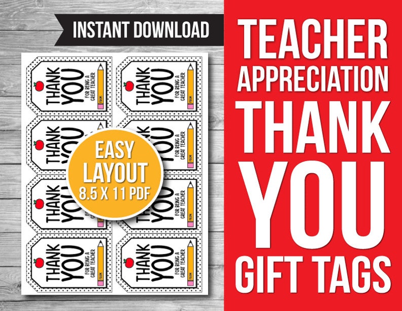Teacher Appreciation Week Printable Gift Tag Teacher Thank | Etsy