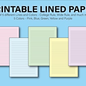 Printable Lined Paper Bundle PDF, Wide Rule College Rule Paper, Lined ...
