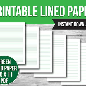 Printable Green Lined Paper Bundle: Wide, College Rule (PDF) - Etsy