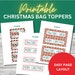 Printable Christmas Bag Toppers, Treat Bag Topper, Christmas PYO Bag ...