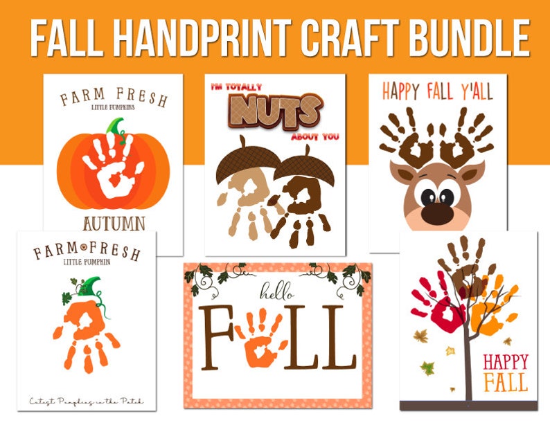 Fall Handprint Craft Bundle, Fall Preschool Craft for Kids, Toddler Art ...