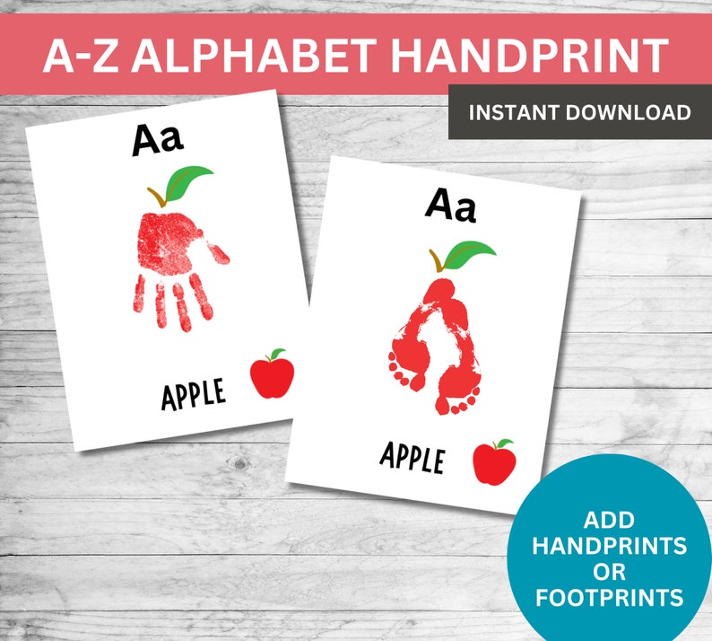 ABC Handprint Craft for Kids, A-Z Alphabet Handprint Footprint Book ...