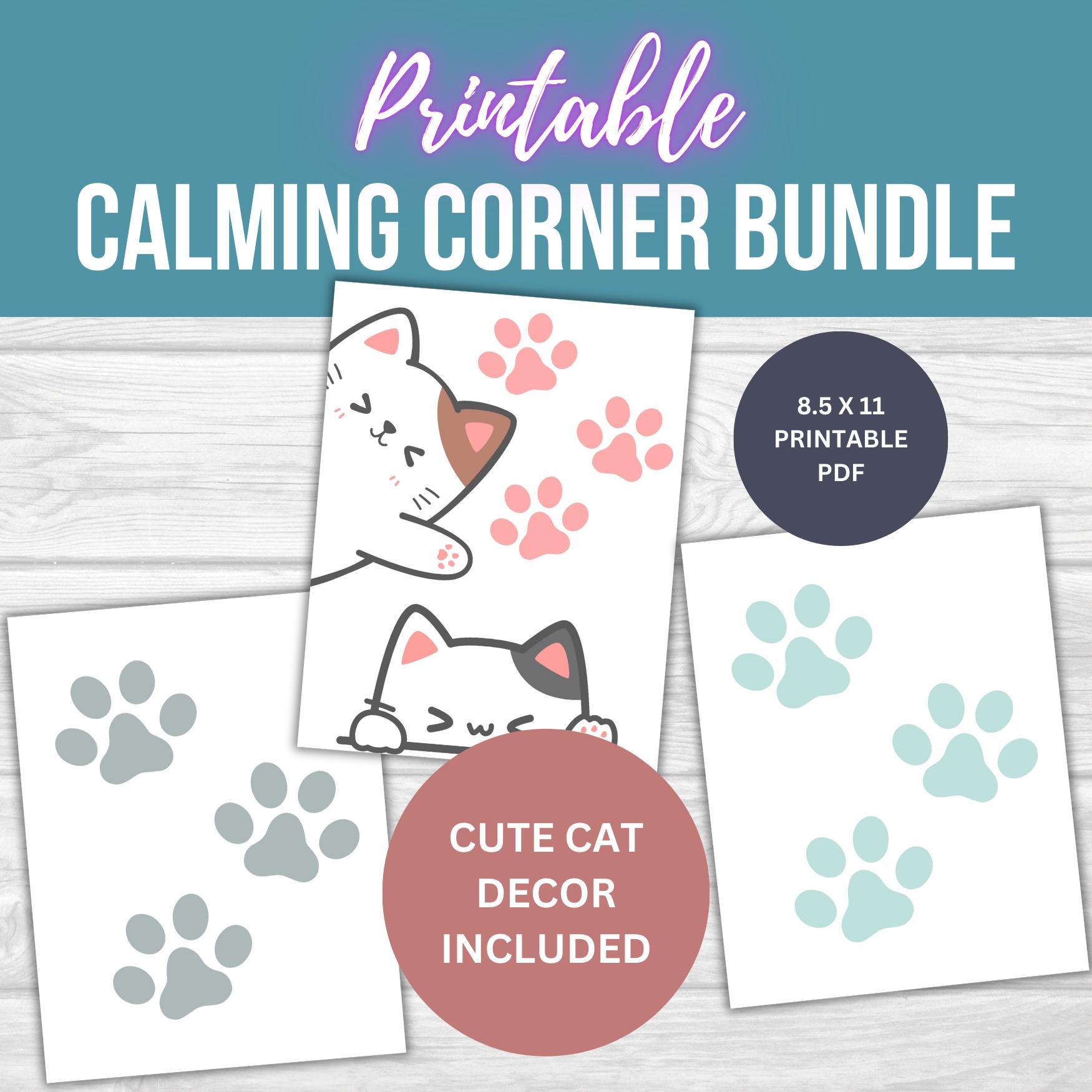 Calming Corner Printable Bundle | Cat-themed Classroom Decor ...