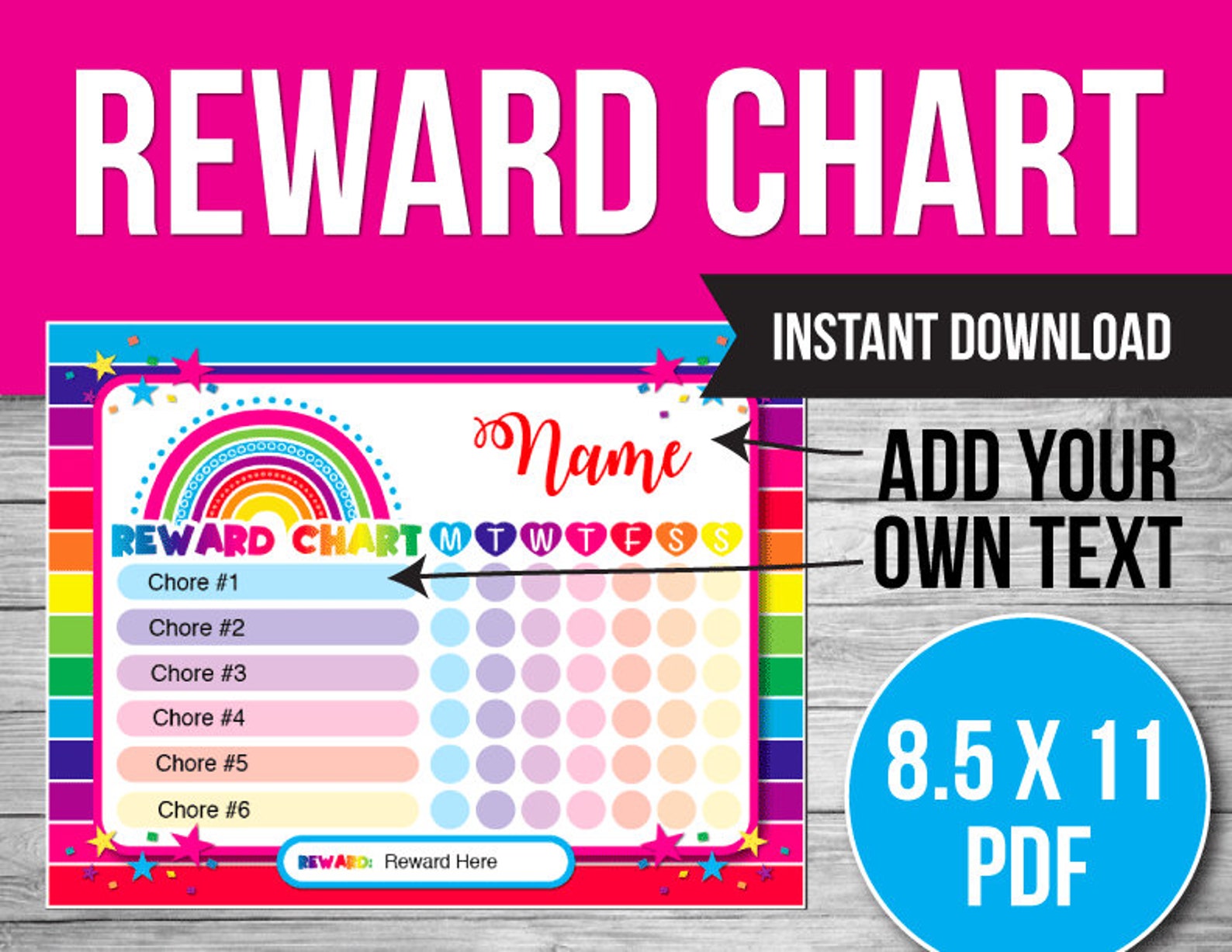 Rainbow Chore Chart for Kids, Chores, Kids Chore Chart, Responsibility ...