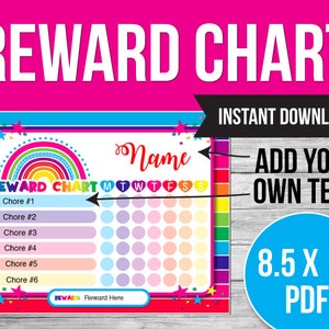 Rainbow Chore Chart for Kids, Chores, Kids Chore Chart, Responsibility ...