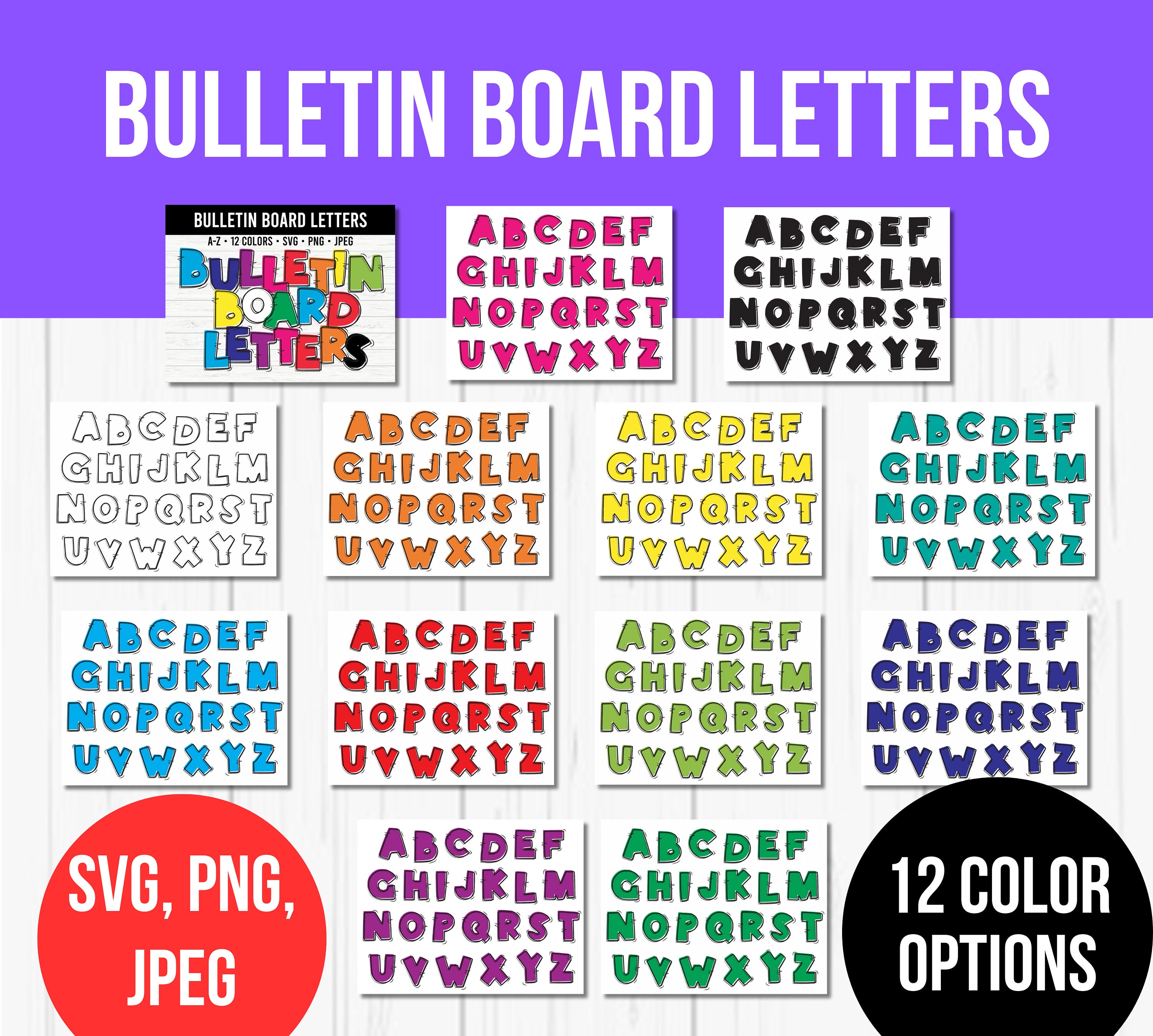 Printable Bulletin Board Letters: Colorful Doodle Alphabet Letters ...