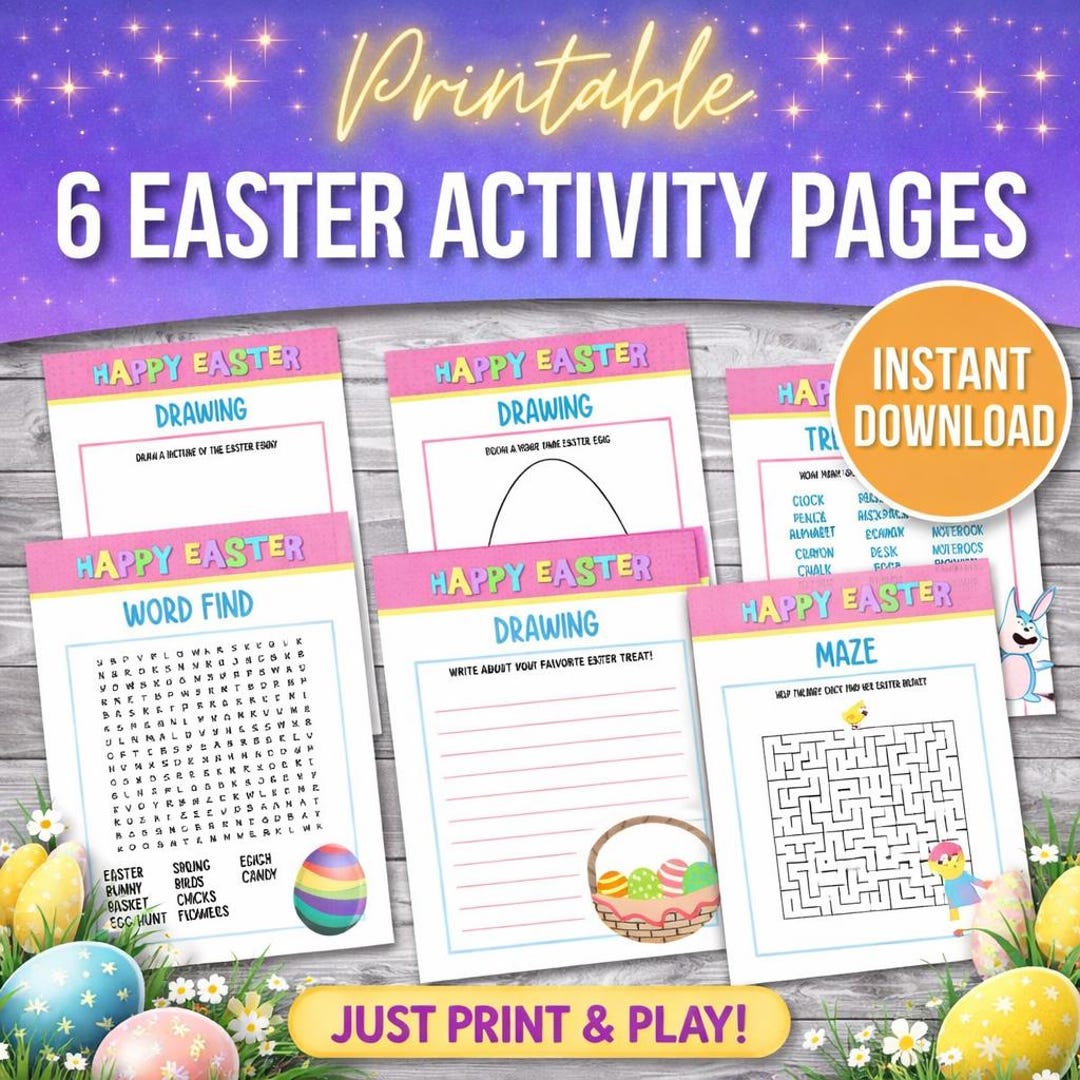 Printable Easter Activity Bundle: Games, Coloring, Crafts (PDF) - Etsy