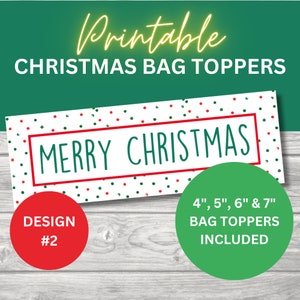 Printable Christmas Bag Toppers, Treat Bag Topper, Christmas PYO Bag ...
