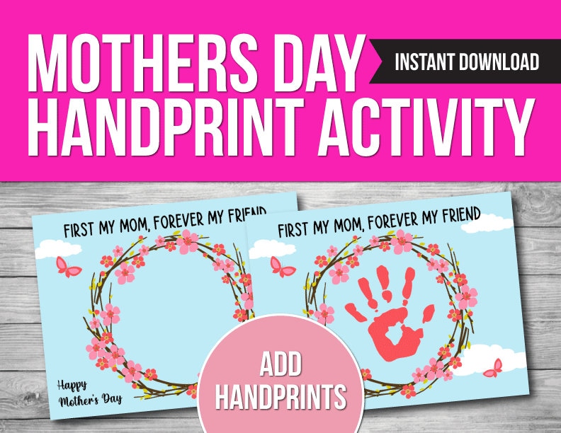 Mother's Day Handprint Art Printable Keepsake Art - Etsy