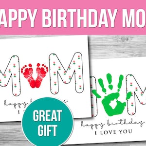 Handprint Art Craft Keepsake, Happy Birthday Mom Craft, Baby Kids ...