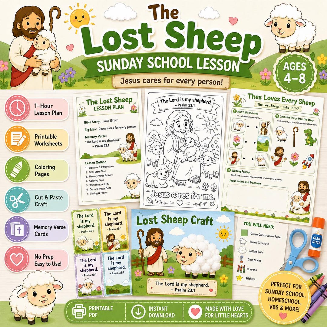 The Lost Sheep Sunday School Lesson | Printable Bible Activities for ...