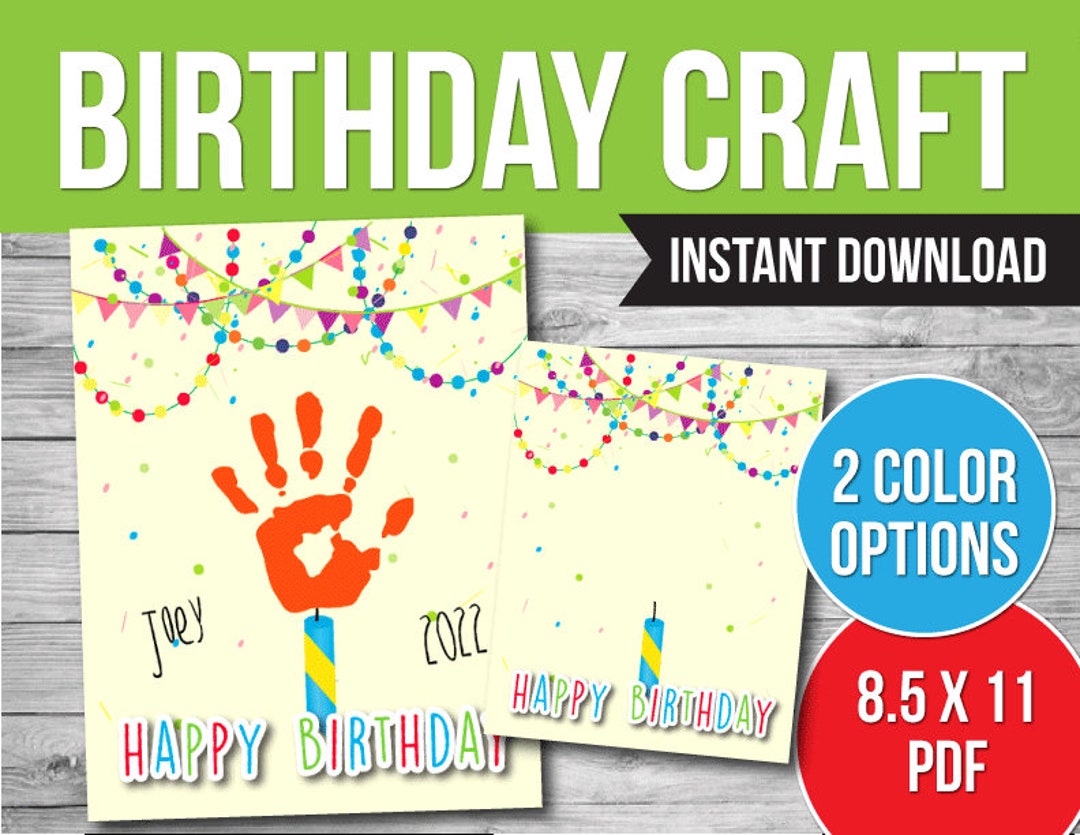 Birthday Handprint Craft Printable Keepsake Art Happy - Etsy UK