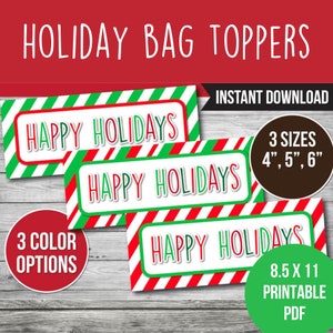 Holiday Bag Topper, Christmas Bag Topper, Santa Bag Topper, Treat Bag ...