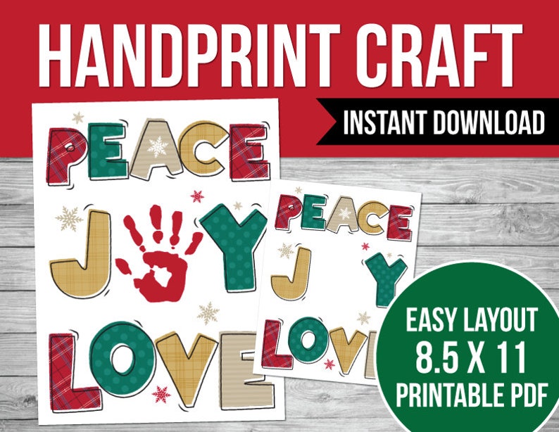 Christmas Handprint Art Craft, Holiday Keepsake (PDF) - Etsy