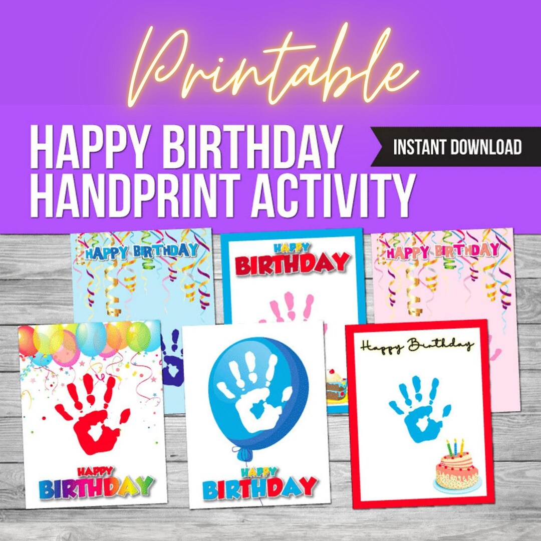 Happy Birthday Handprint Craft, Printable Keepsake, Toddler Kids Baby ...