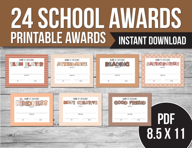 24 Boho Classroom Award Certificates: Printable Student Awards (PDF) - Etsy