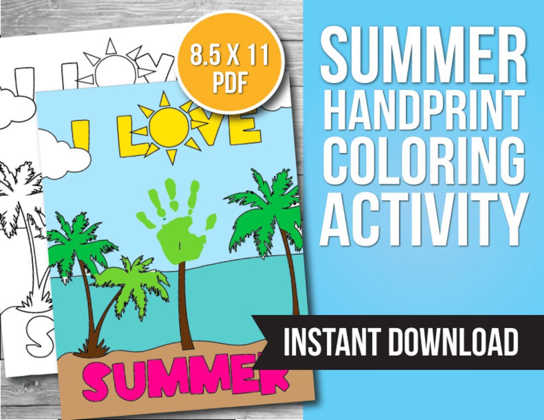 Handprint Craft Art Printable Coloring Activity, Summer Craft Gift ...