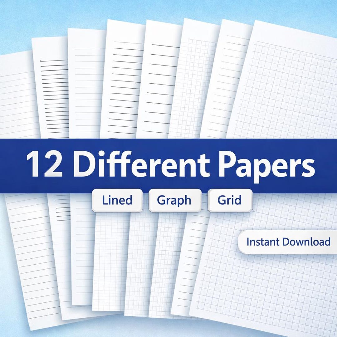 Printable Lined Paper for Bookbinding, Journal Writing Pages Bundle PDF ...