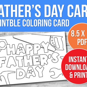 Happy Father's Day Printable Coloring Card, Father's Day Card for Kids ...