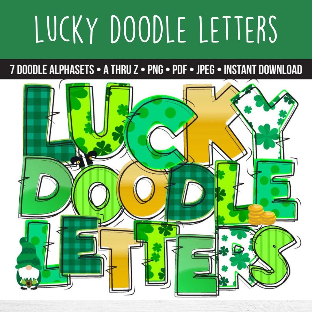 St Patricks Day Doodle Alphabet, Doodle Letters, Alpha Pack, Doodle ...