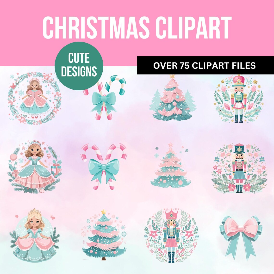 Pink Christmas Clipart Bundle, Coquette Nutcracker, Gingerbread (PNG ...