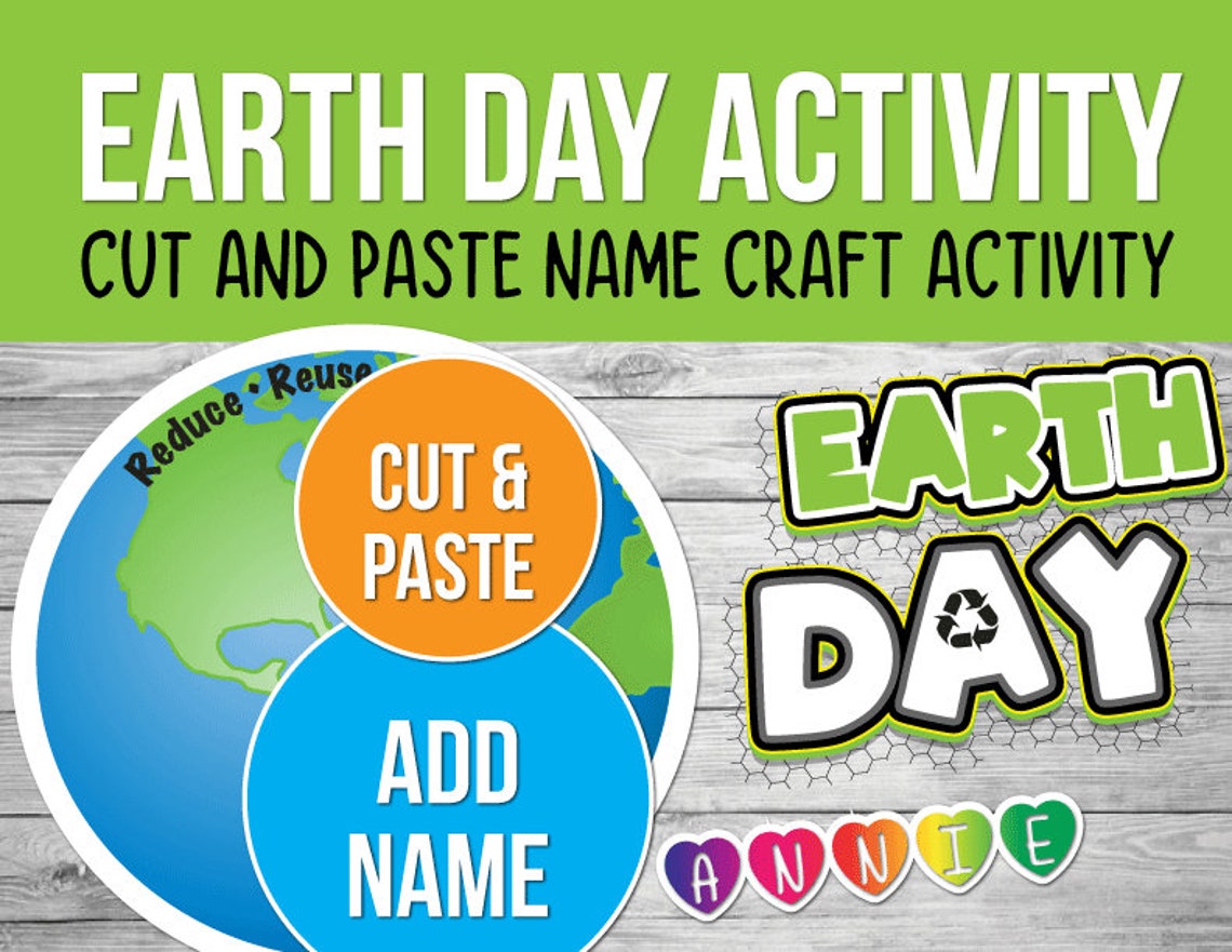 Earth Day Cut and Paste Printable Activity for Kids Spring - Etsy