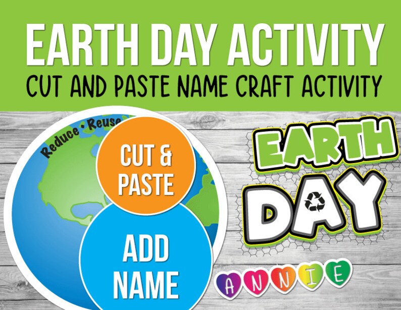 Earth Day Cut and Paste Printable Activity for Kids Spring - Etsy