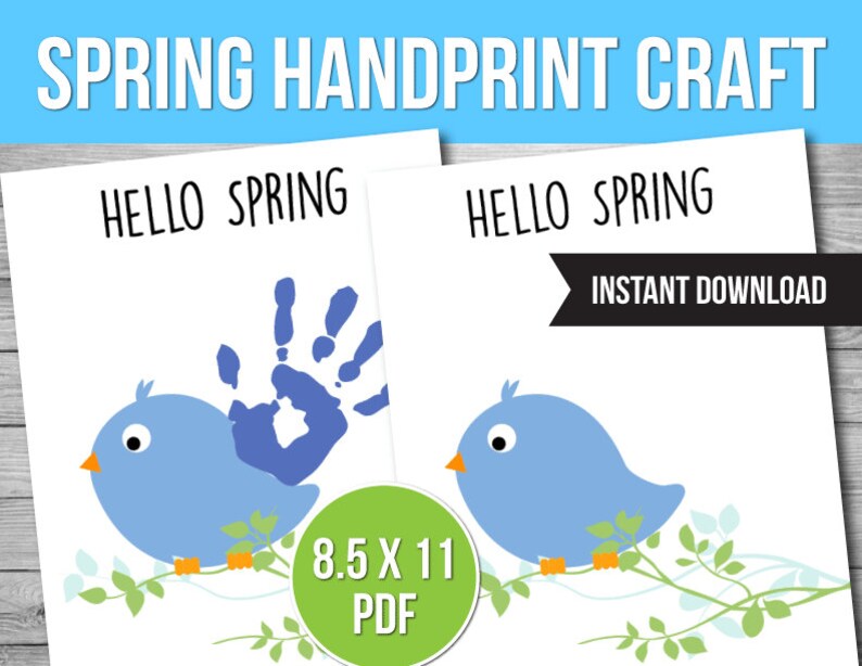 Spring Handprint Activity Printable Keepsake Art Spring - Etsy