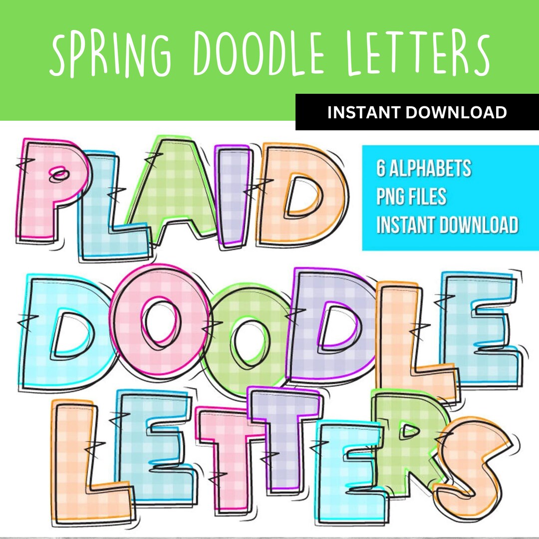 Spring Doodle Letters PNG, Bulletin Board Letters A-Z Printable, Easy ...