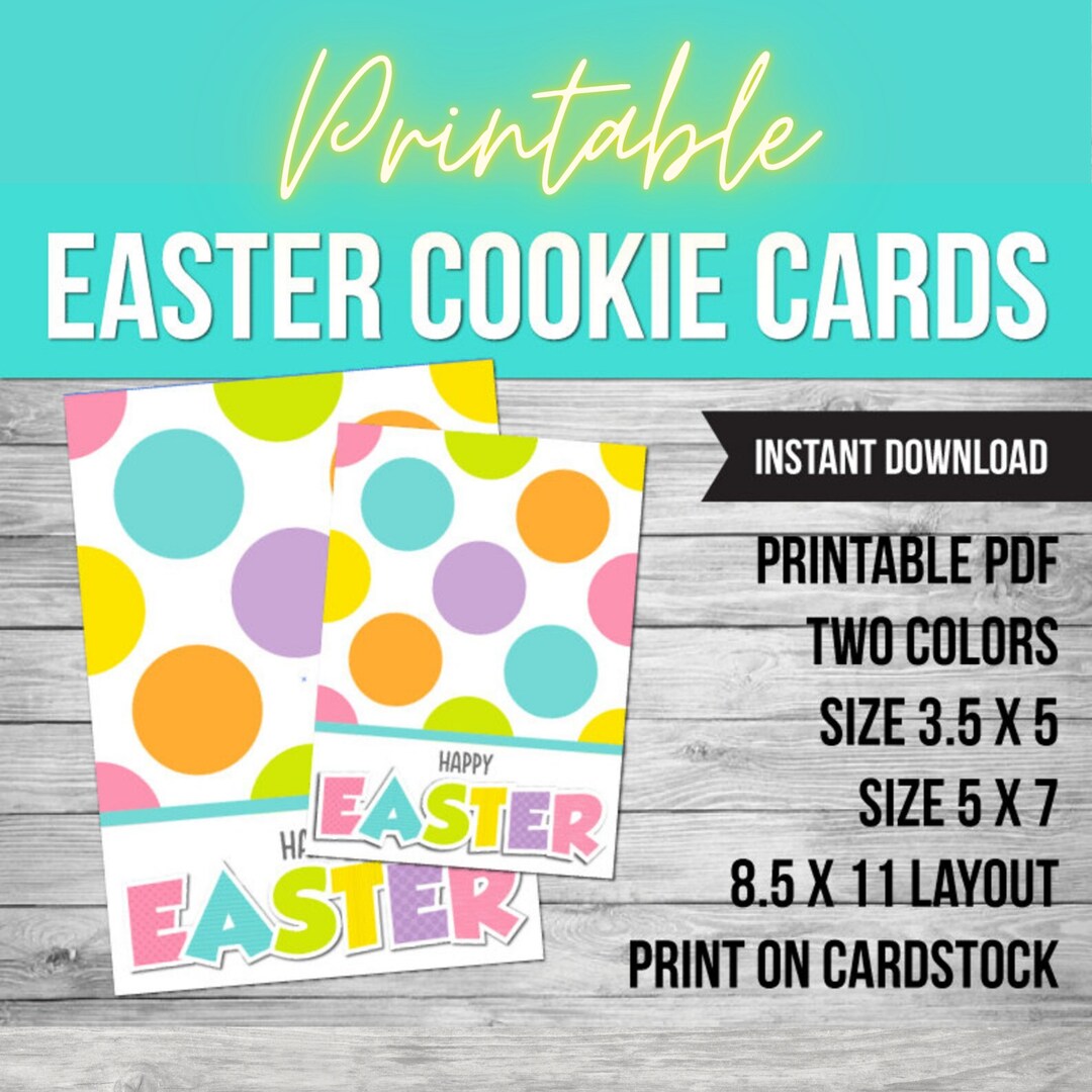 Easter Printable Cookie Cards, PYO Cookie Tag, Happy Easter Cookie Card, Printable PDF Cookie ...