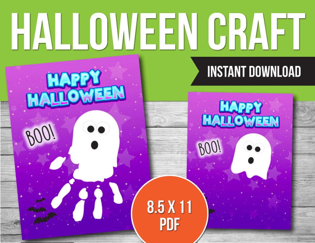Halloween Handprint Craft Activity, Halloween Activity, Halloween Ghost ...