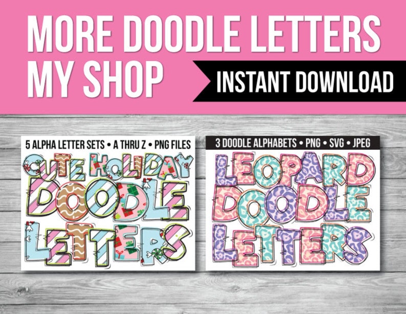 Christmas Doodle Letters, Santa Sublimation Font, Xmas Doodle Alpha ...