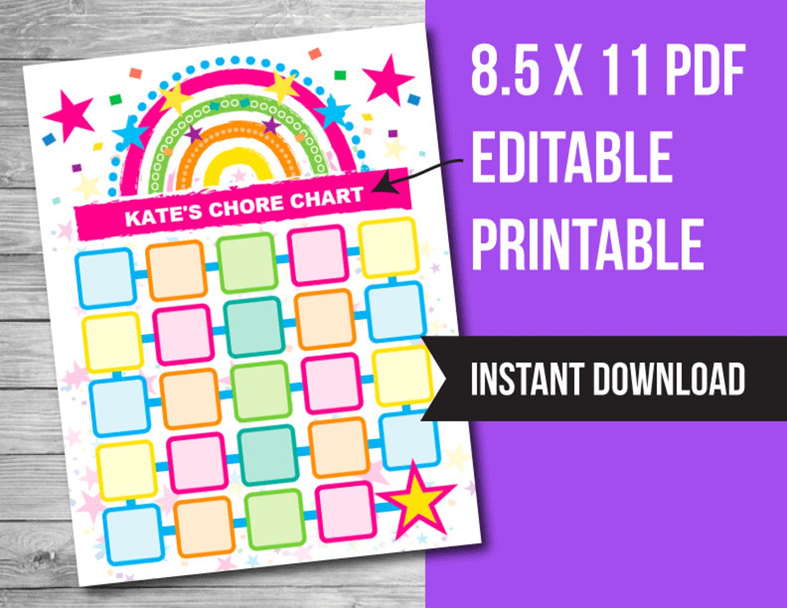 Rainbow Chore Chart for Kids Responsibility Chart Sticker - Etsy