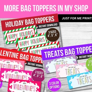 Holiday Bag Topper, Christmas Bag Topper, Santa Bag Topper, Treat Bag ...