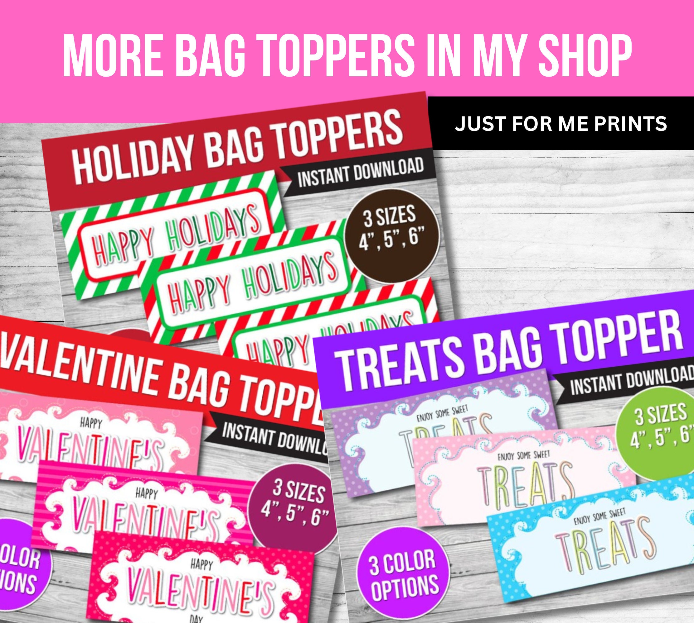 Christmas Treat Bag Toppers: Holiday Party Favor Tags (digital Download ...